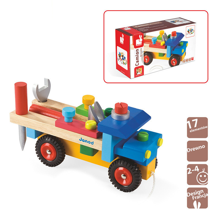 Janod ciężarówka do składania drewniana J05022 | TOMI.pl