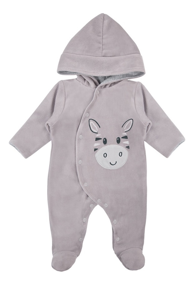 Eevi pajac Baby Love welur z kapturem i podszewką Szary | sklep dla ...