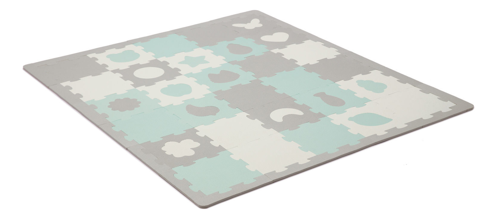 Kinderkraft Luno Shapes - mata piankowa / puzzle Mint | TOMI.pl