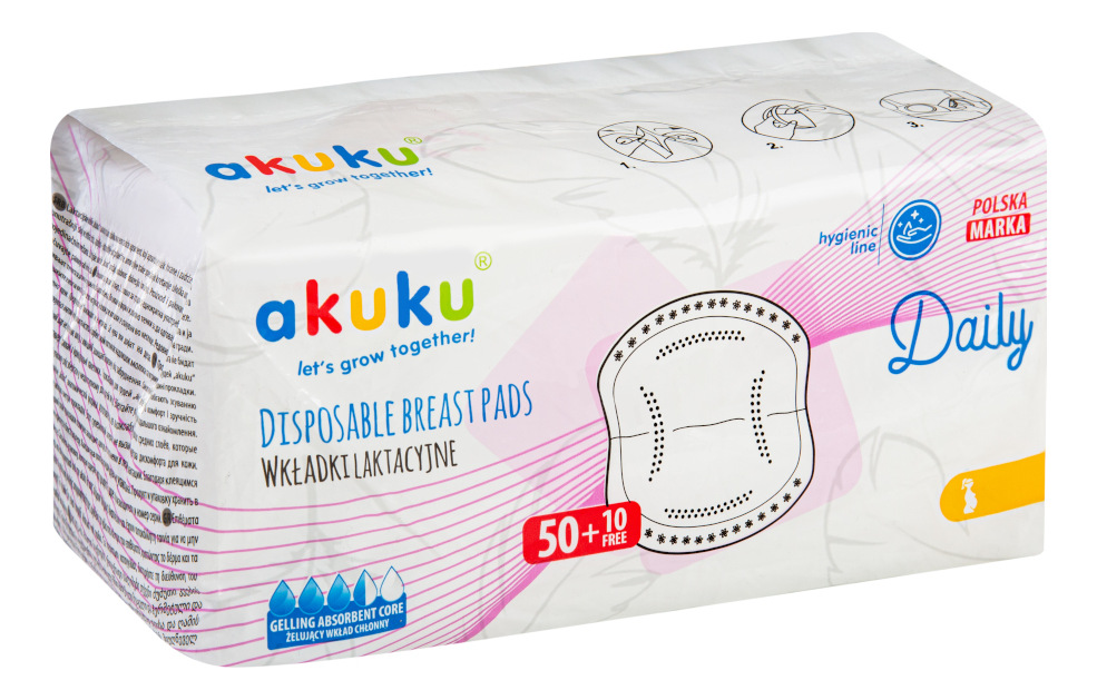 Akuku wkładki laktacyjne Daily 50+10 gratis | TOMI.pl