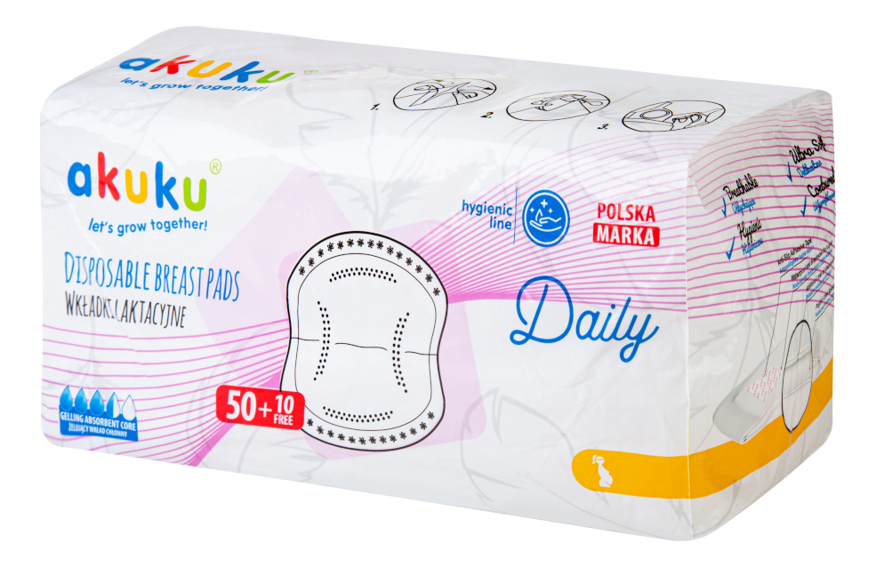 Akuku wkładki laktacyjne Daily 50+10 gratis | TOMI.pl