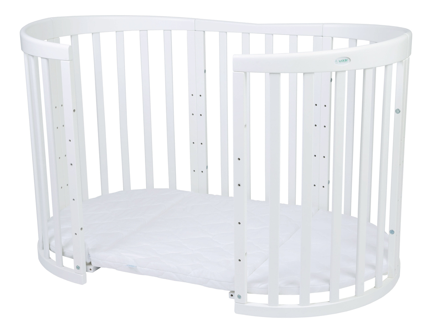 Waldin owalne łóżeczko 7w1 z materacem White | TOMI.pl