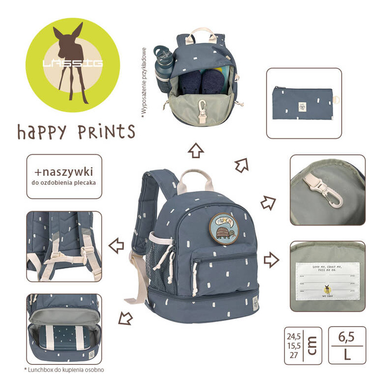 Lassig plecak mini Happy Prints granatowy | TOMI.pl