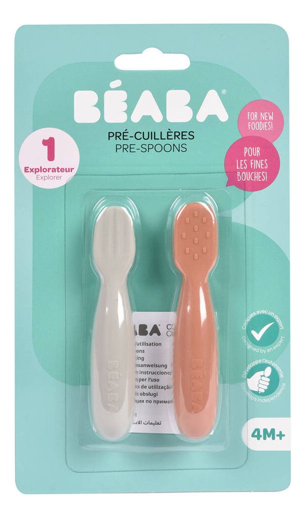 Beaba zestaw 2 silikonowych pierwszych łyżeczek-gryzaków Terracotta ...