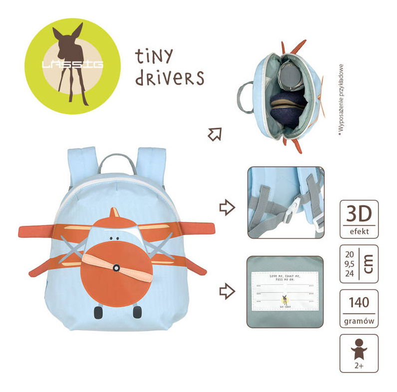 Lassig plecak mini Tiny Drivers Samolot | TOMI.pl