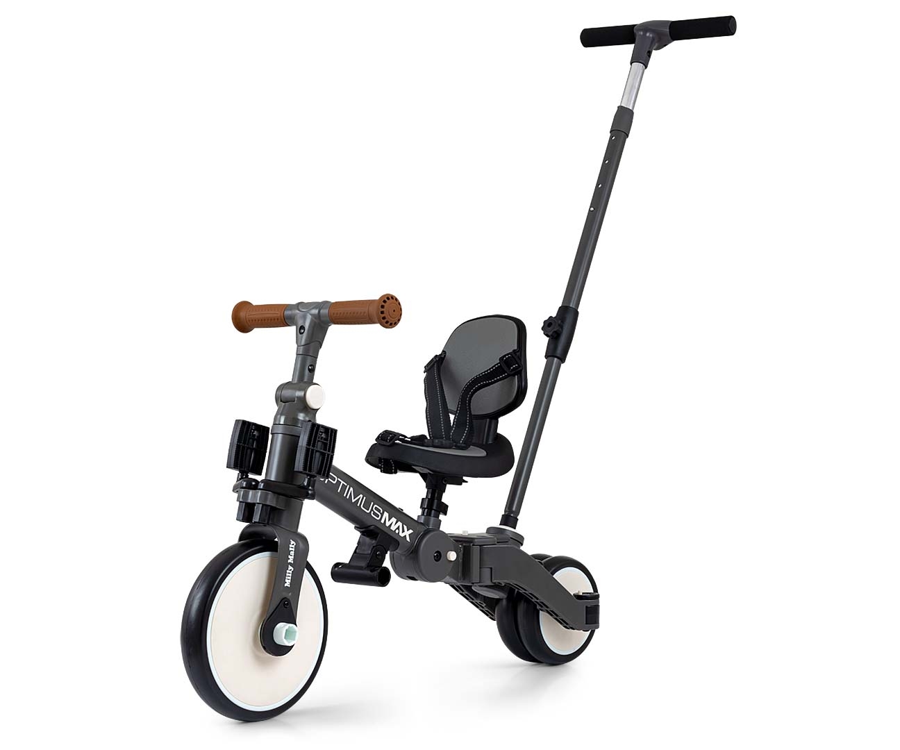 Milly Mally Optimus Max 5-in-1 Bike Dark Grey | Tricycle & Balance Bike ...