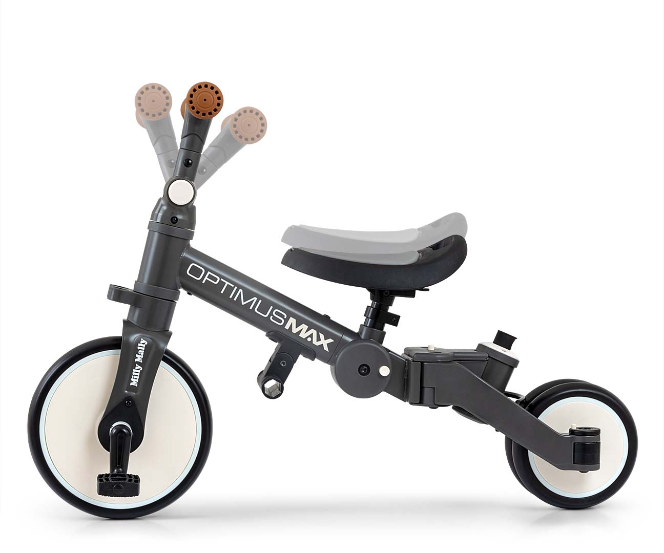 Milly Mally Optimus Max 5-in-1 Bike Dark Grey | Tricycle & Balance Bike ...