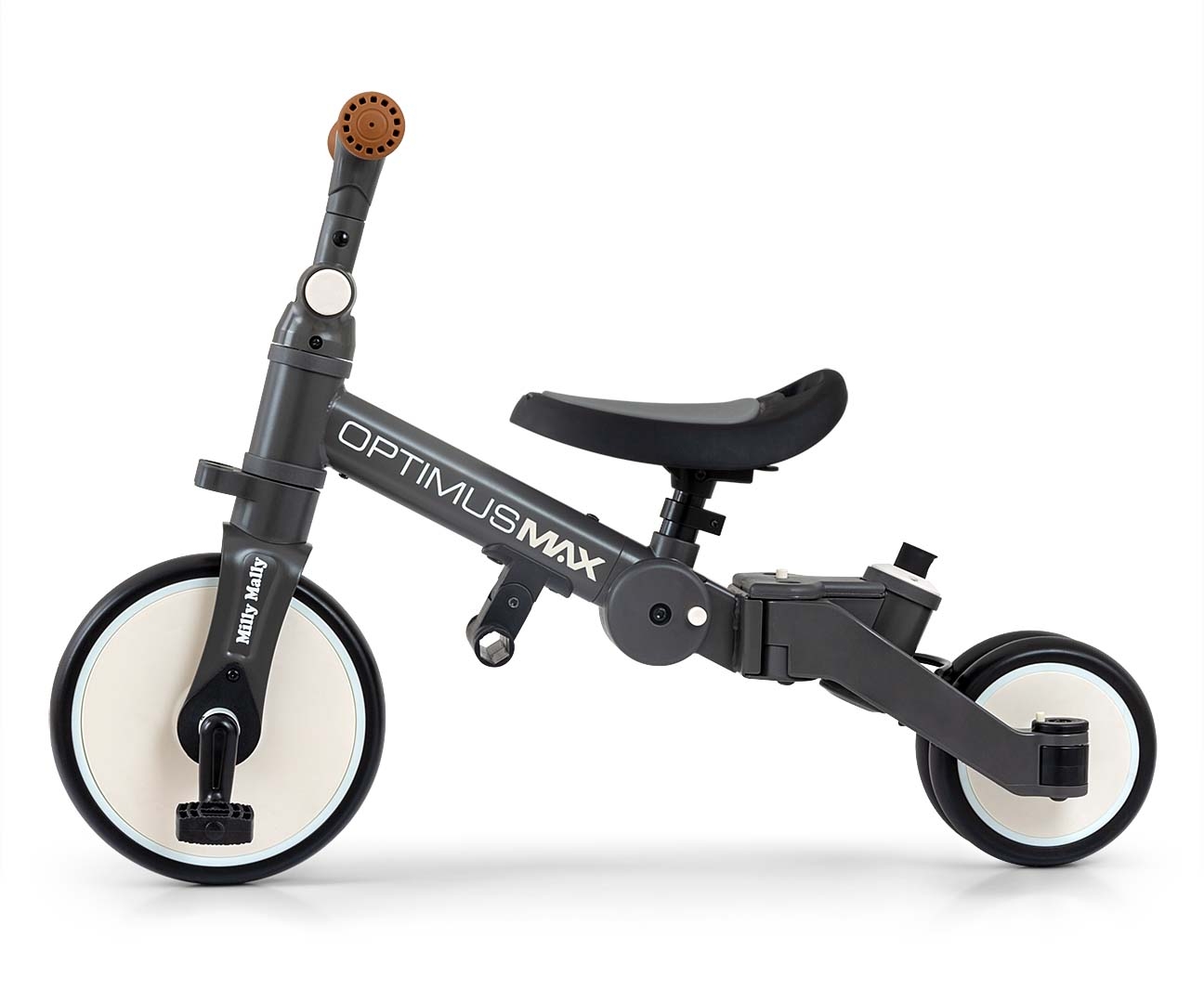Milly Mally Optimus Max 5-in-1 Bike Dark Grey | Tricycle & Balance Bike ...