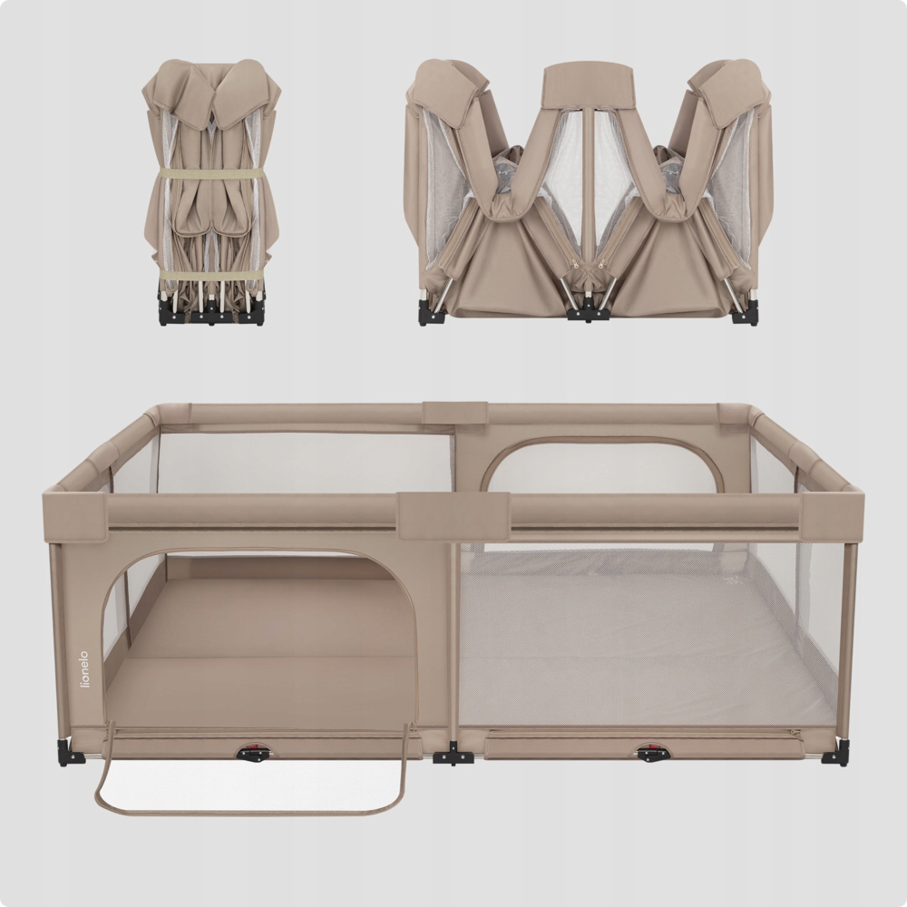 Lionelo Florence XL Easy Fold Playpen Beige Sand | 180x200 cm, Quick Fold