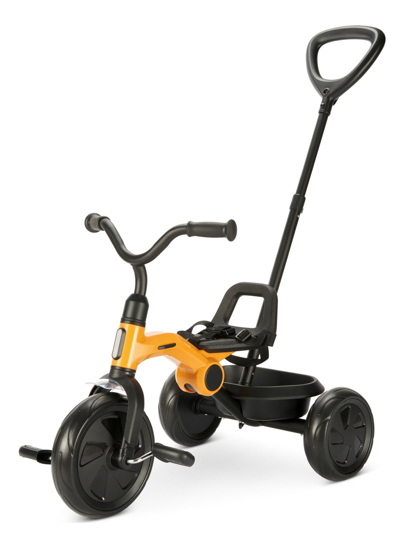 QPlay Ant Plus Tricycle Yellow | Foldable, Parent Handle, Ages 2–6
