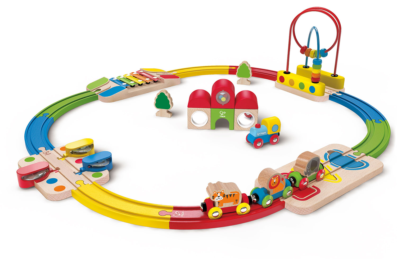 Hape Train Kolejka zestaw dźwiękowy ze stacją | TOMI.pl